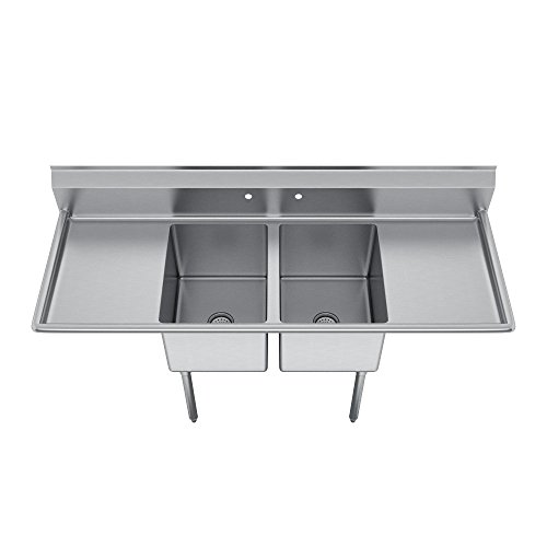 Elkay Dependabilt Stainless Steel 74" x 29-13/16" x 43-3/4" 16 Gauge Two Compartment Sink w/ 18" Left and Right Drainboards and Stainless Steel Legs
