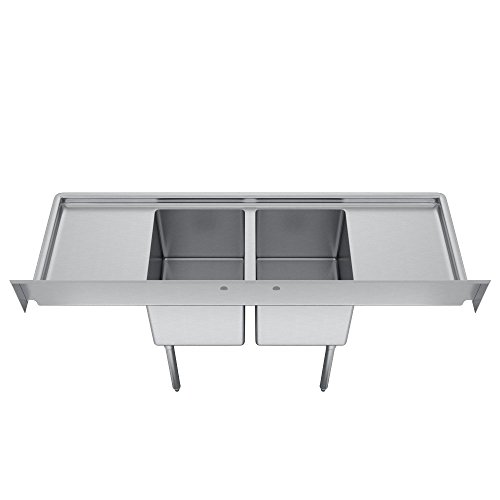 Elkay Dependabilt Stainless Steel 74" x 29-13/16" x 43-3/4" 16 Gauge Two Compartment Sink w/ 18" Left and Right Drainboards and Stainless Steel Legs