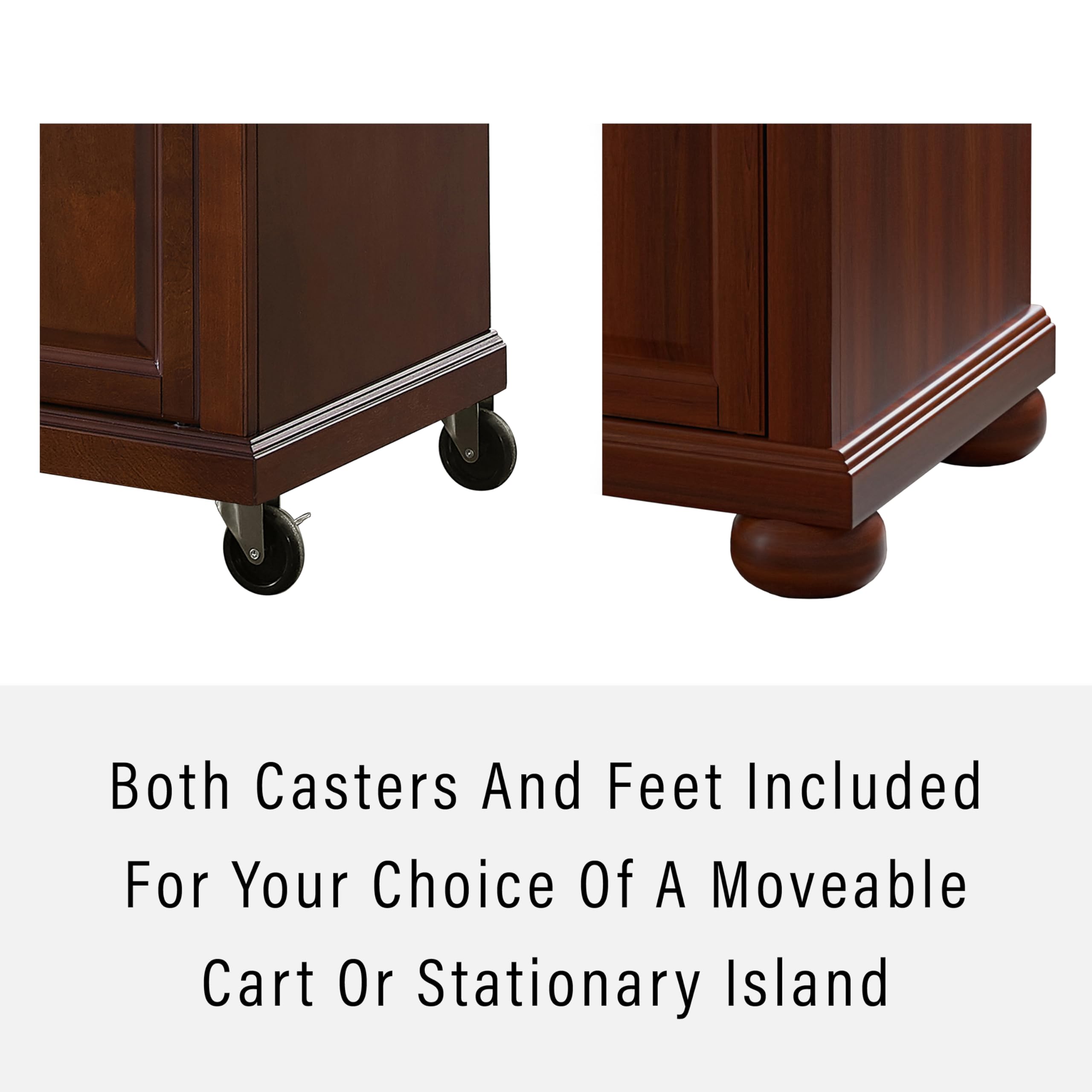 Crosley Furniture Alexandria Granite Top Rolling Kitchen Island Storage Cart, Microwave Stand, Spice Rack, Mahogany