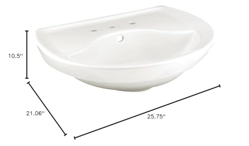 American Standard 0268.008.020 Ravenna Pedestal Sink Basin with 8-Inch Faucet Spacing and without Towel Bar, White