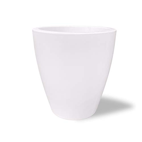 Elly Décor 12 inch Garden Planter Pot with Drainage, Large Round Modern, Lightweight & Extremely Durable | for Patio Deck Indoor Outdoor Flower | 12" x 12" White