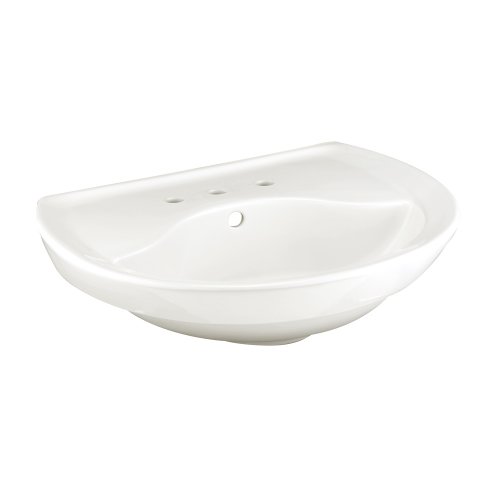 American Standard 0268.008.020 Ravenna Pedestal Sink Basin with 8-Inch Faucet Spacing and without Towel Bar, White