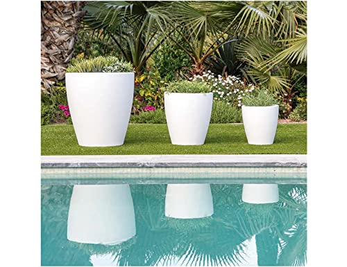Elly Décor 12 inch Garden Planter Pot with Drainage, Large Round Modern, Lightweight & Extremely Durable | for Patio Deck Indoor Outdoor Flower | 12" x 12" White