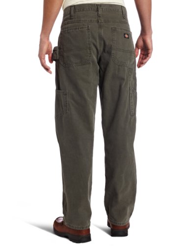 Dickies mens Relaxed Fit Sanded Duck Carpenter jeans, Moss Green, 34W x 34L US