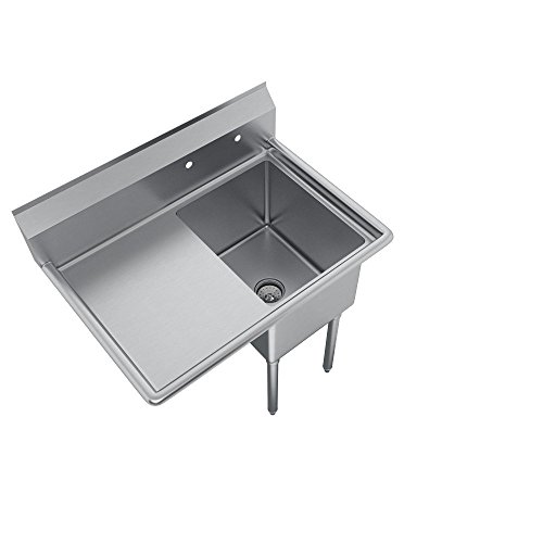 Elkay Dependabilt Stainless Steel 36-1/2" x 25-13/16" x 43-3/4" 16 Gauge One Compartment Sink w/ 18" Left Drainboard and Stainless Steel Legs