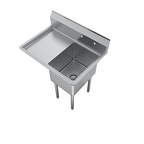 Elkay Dependabilt Stainless Steel 36-1/2" x 25-13/16" x 43-3/4" 16 Gauge One Compartment Sink w/ 18" Left Drainboard and Stainless Steel Legs