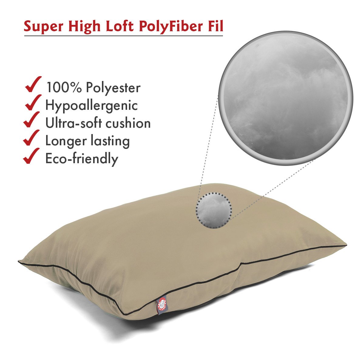 Majestic Pet Rectangle Large Dog Bed Washable – Non Slip Comfy Pet Bed – Dog Crate Bed Super Value Pillow Dog Bed – Dog Kennel Bed for Sleeping - Dog Bed Large Breed 46 x 35 Inch – Solid Khaki