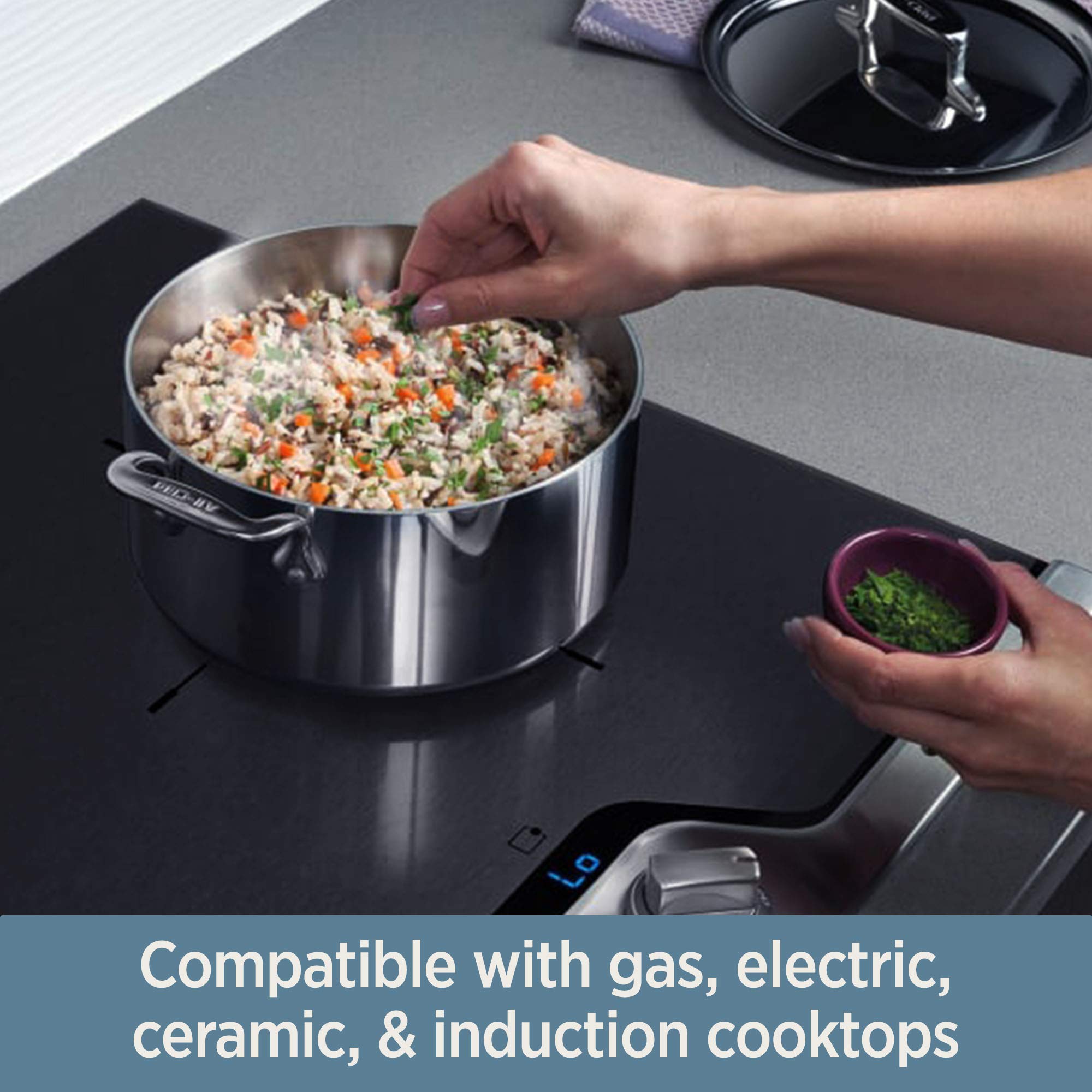 All-Clad D3 3-Ply Stainless Steel Sauce Pan 1 Quart Induction Oven Broiler Safe 600F Pots and Pans, Cookware Silver