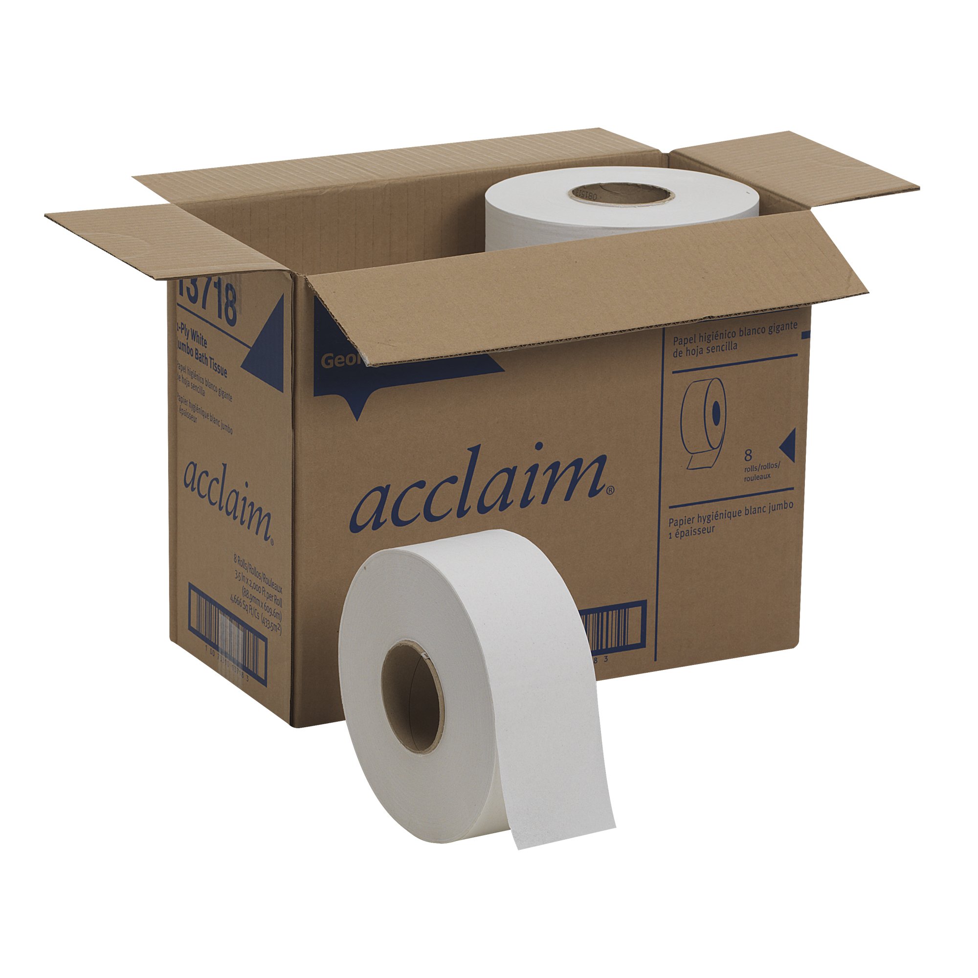 Pacific Blue Basic 1-Ply Jumbo Jr. 9'' Toilet Paper by GP PRO (GEORGIA-PACIFIC), 13718, 2,000 Linear Feet Per Roll, 8 Rolls Per Case