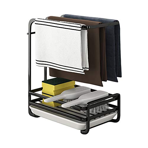 Kitchen Sink Clothes Organizer Dish Brush Sponge Kitchen Towel Cleaning Rags Holder for Bathroom Counter Sink Caddy Pan Organizer Soap Dispenser Rack