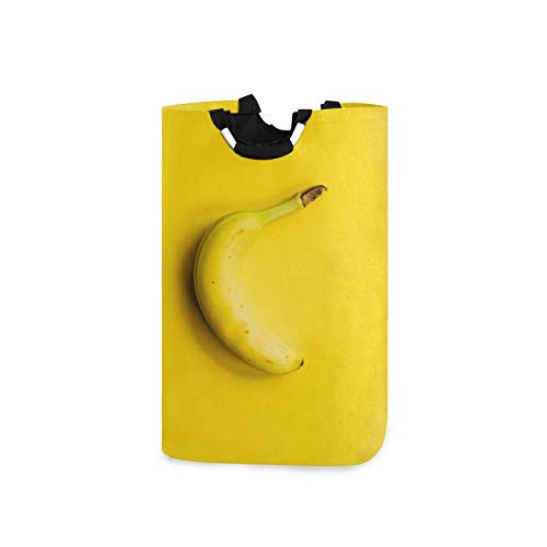 GOODOLD Large Storage Laundry Hamper,Collapsible Waterproof Dirty Clothing Bag with Handle for College Dormitory Bathroom Cloakroom Children's Room(Yellow Banana Fruit Art)