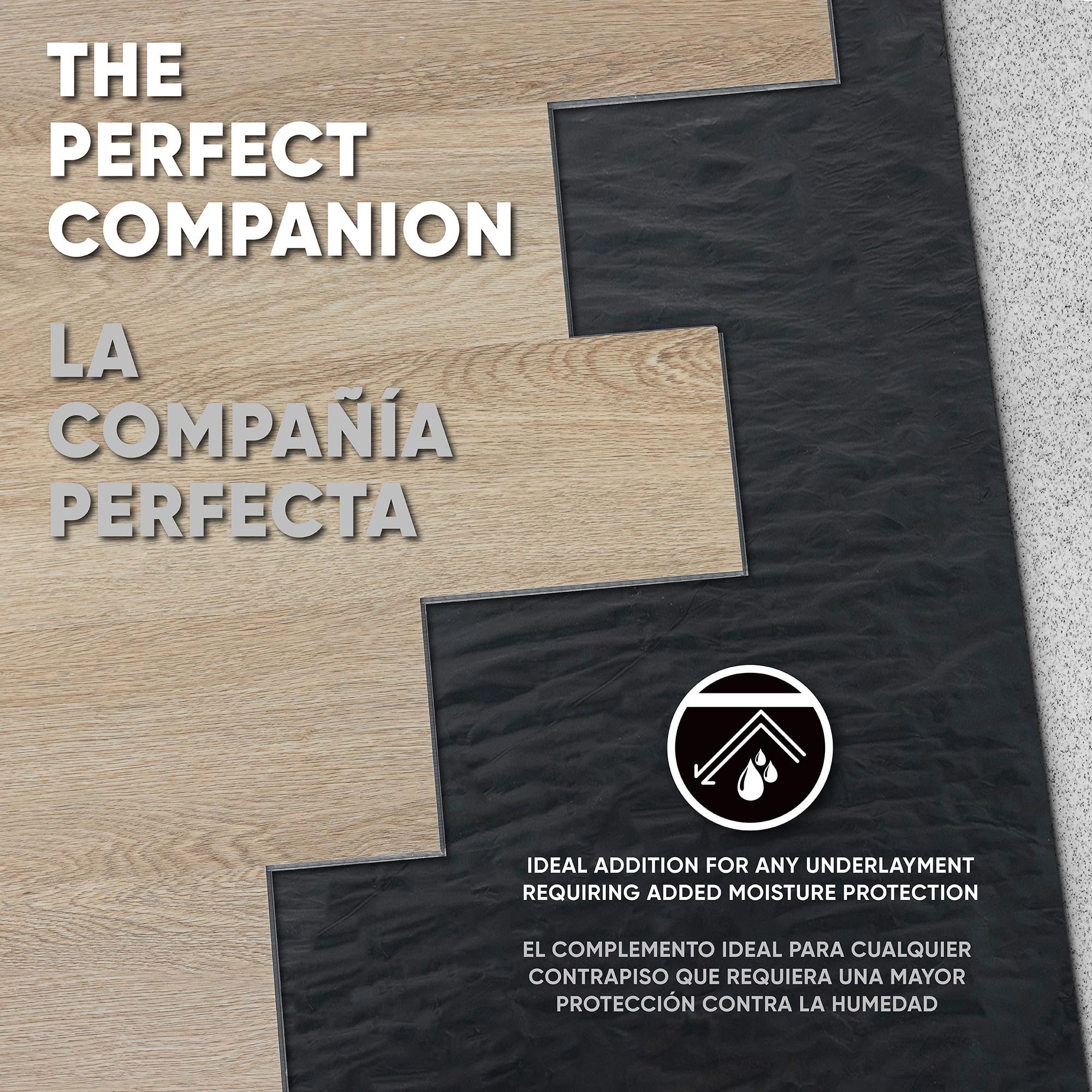 ROBERTS 70-115 Moisture Barricade Underlayment Film, for Vinyl, Laminate SPC, Engineered Wood Floors, 6 mil. Thick, Polyethylene, 120 Sq. Foot Roll, Black