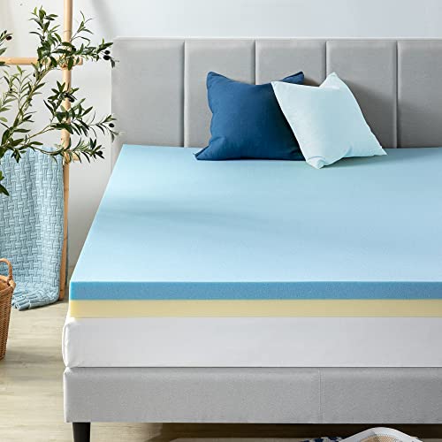 ZINUS 4 Inch Green Tea Cooling Gel Memory Foam Mattress Topper, Cooling Gel Foam, Pressure-Relieving Design, CertiPUR-US Certified, King
