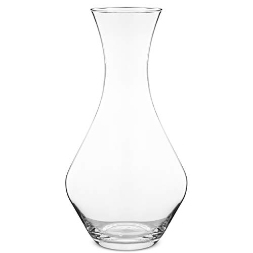 Red Wine Decanter - Hand Blown Crystal Wine Carafe - Glass Decanter Aerator for Cabernet, Pinot Noir, Bordeaux - Wine Accessories for Wedding, Christmas, Wine Tasting - Elixir Glassware - 50oz, Clear
