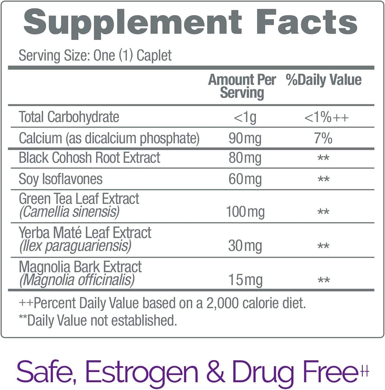 Estroven Stress Relief & Energy Boost for Menopause Relief - 28 Ct. - Clinically Proven Ingredients Provide Stress & Energy Support + Night Sweats & Hot Flash Relief - Drug-Free and Gluten-Free