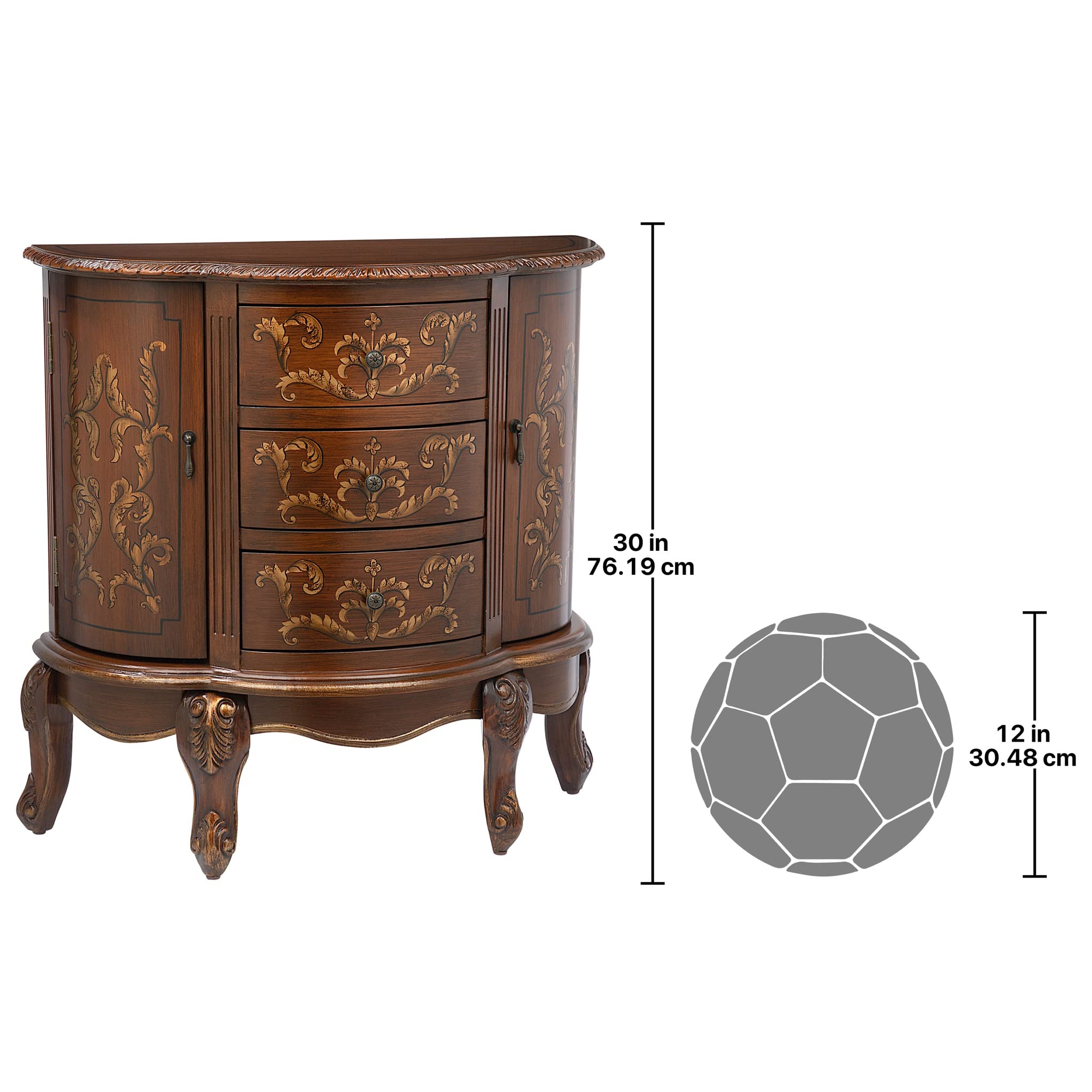 Design Toscano Villa Lucchesi Serpentine Console Table with Drawers and Cupbords, 32 Inches Wide, 13 Inches Deep, 30 Inches High, Full Color Finish