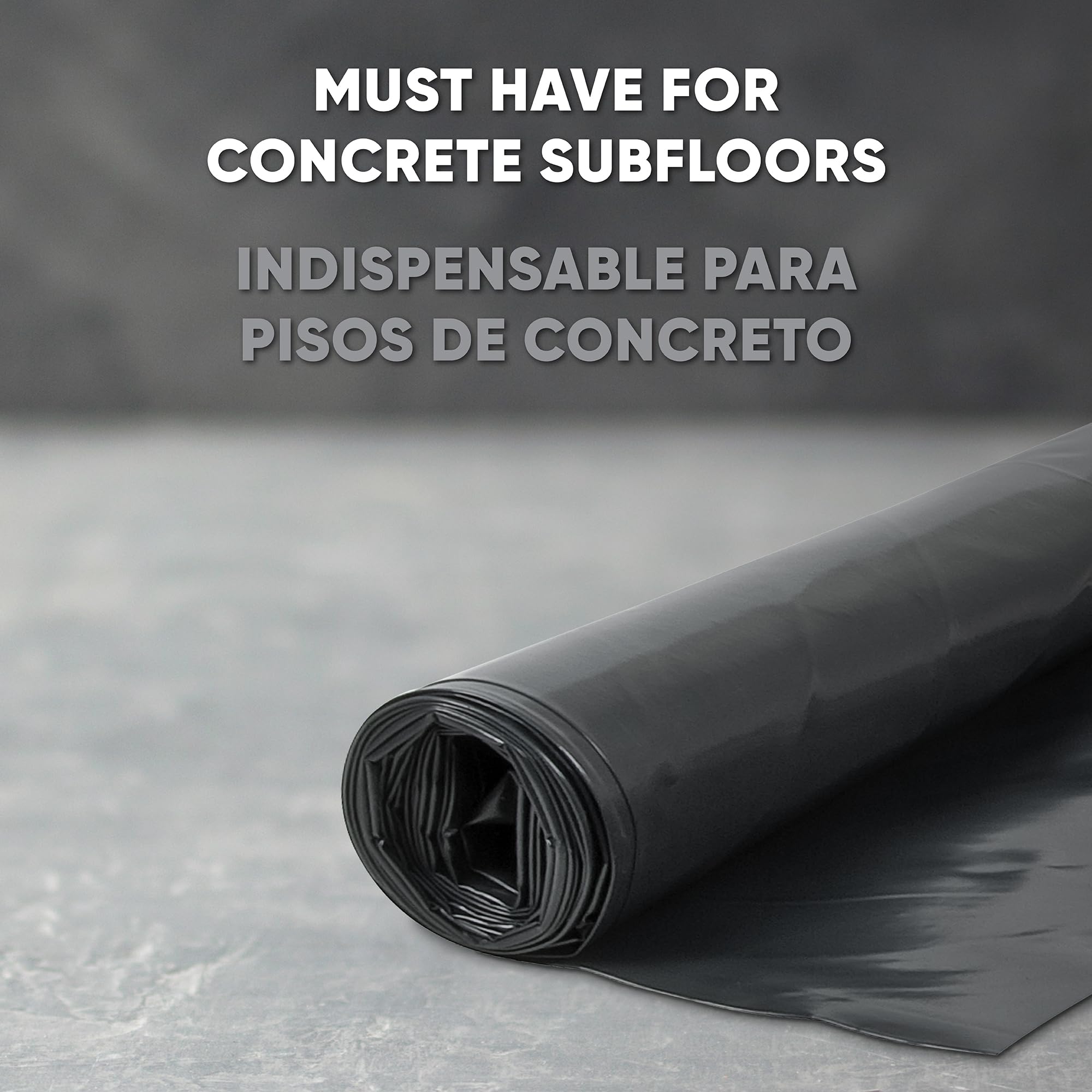 ROBERTS 70-115 Moisture Barricade Underlayment Film, for Vinyl, Laminate SPC, Engineered Wood Floors, 6 mil. Thick, Polyethylene, 120 Sq. Foot Roll, Black