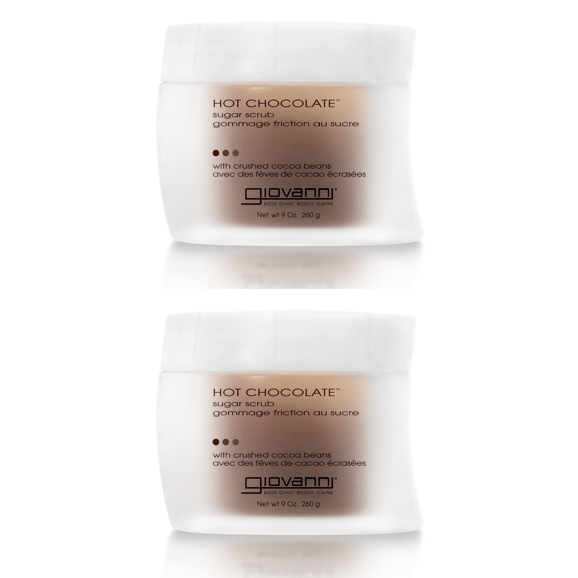 GIOVANNI Hot Chocolate Sugar Body Scrub - Exfoliating Body Scrub, Contains Crushed Cocoa Beans, Sugar Scrub for Body, Enriched with Essential Oils, Vegan - 9 oz (2 Pack)