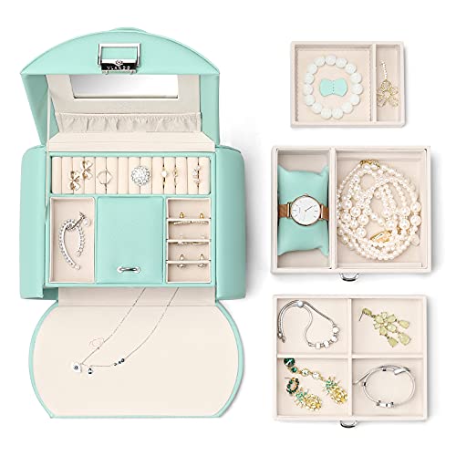 Vlando Princess Style Jewelry Box Half-Moon Design, Fabulous Girls Gift (Green)