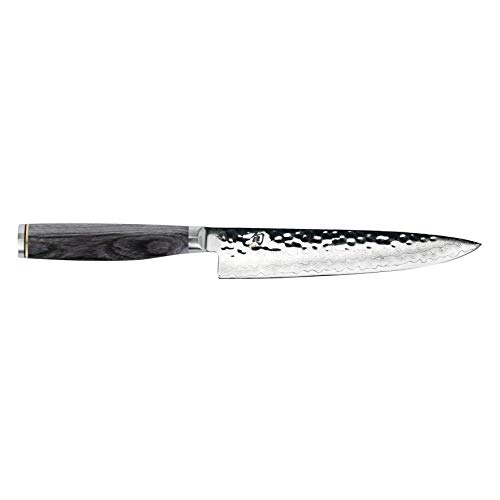 Shun Cutlery Premier Grey Utility Knife 6.5", Narrow, Straight-Bladed Kitchen Knife Perfect for Precise Cuts, Ideal for Preparing Sandwiches or Trimming Small Vegetables, Handcrafted Japanese Knife