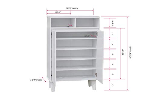 Kings Brand Furniture - Elgin Modern 2-Door with Open Shelf Shoe Rack Storage Cabinet, White