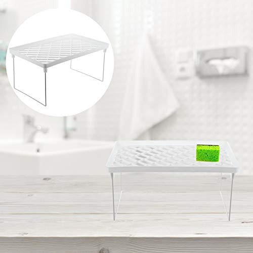 DOITOOL Foldable Cabinet Storage Rack Cosmetic Makeup Shelf Bathroom Countertop Organizer Kitchen Counter Storage Shelves Office Desktop Stationery Rack