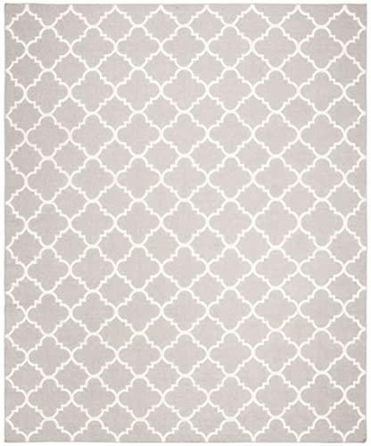 SAFAVIEH Dhurries Collection 8' x 10' Grey/Ivory DHU554G Handmade Flatweave Premium Wool Area Rug