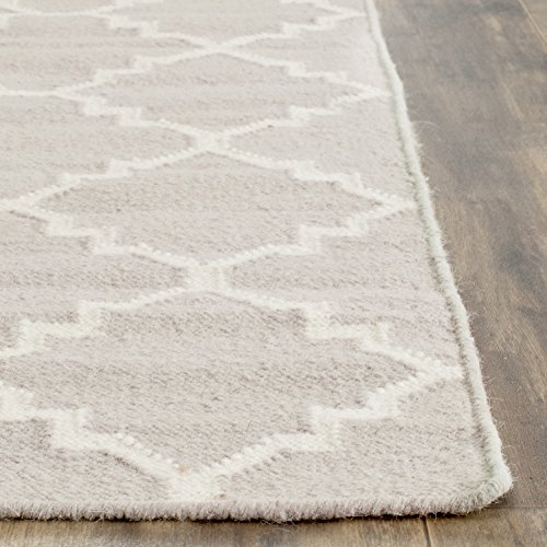 SAFAVIEH Dhurries Collection 8' x 10' Grey/Ivory DHU554G Handmade Flatweave Premium Wool Area Rug