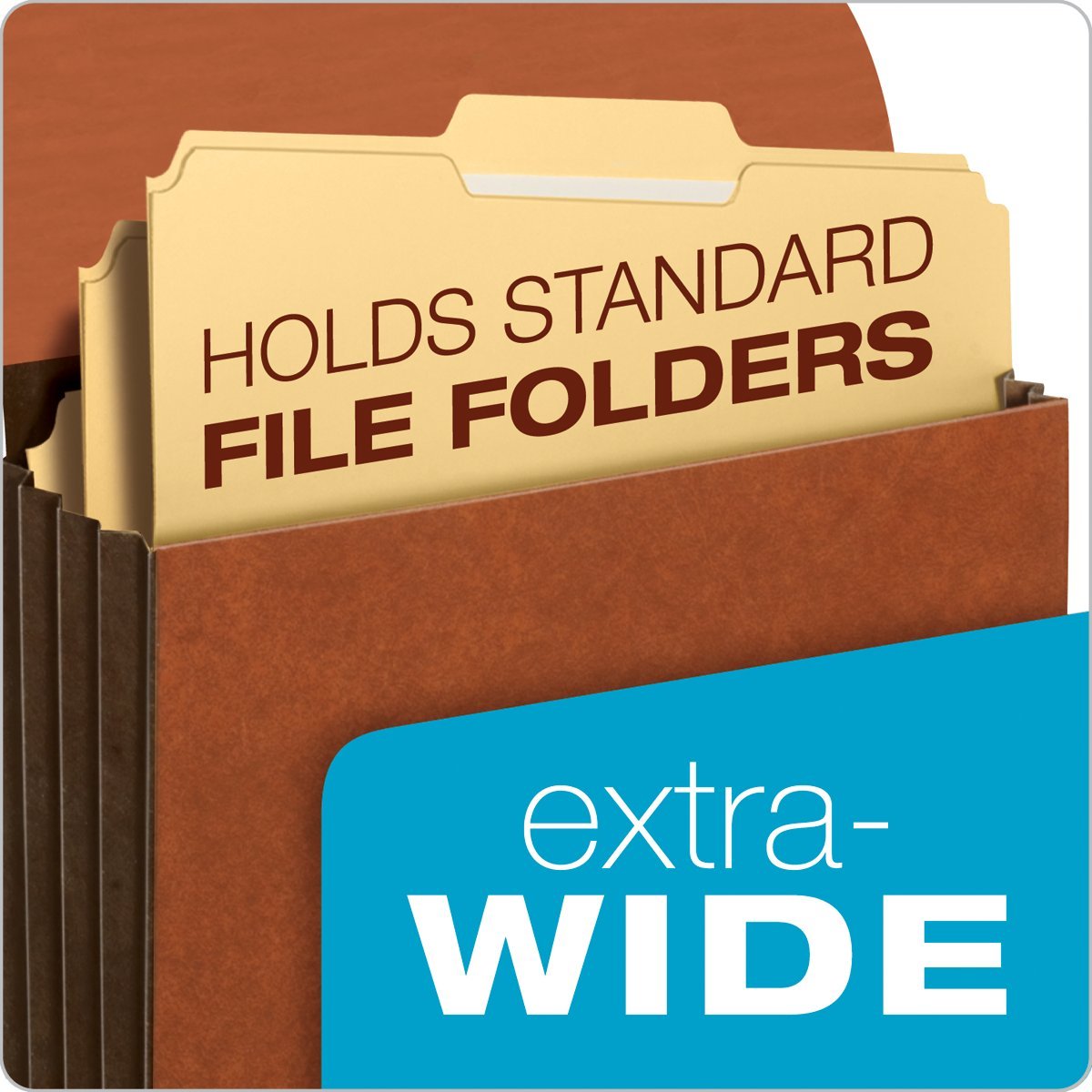 Pendaflex Globe-Weis/Pendaflex Heavy Duty File Wallets, Extra Wide, 7-Inch Expansion, Elastic Cord Closure, Letter Size, Brown, 5-Count (CL1084GLHD)