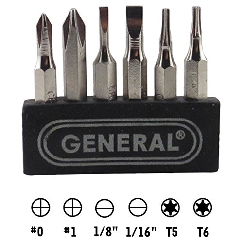 General Tools Precision Cordless Electric Screwdriver #500 with Six Bits and Quick Change Chuck, Handles Difficult, Repetitive Screw-Fastening Jobs