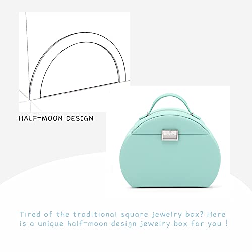 Vlando Princess Style Jewelry Box Half-Moon Design, Fabulous Girls Gift (Green)