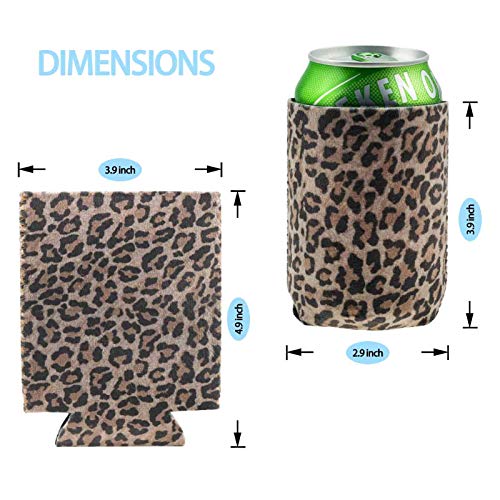 OKITCHEN Set of 3 Neoprene Beer Can Cooler Sleeve,Insulated Can Holder Sleeve for 12 oz Standard Iced Beer Can Bottle,Coral Fleece Super Soft Hand Feel,Leopard and Zebra Animal Pattern for Party