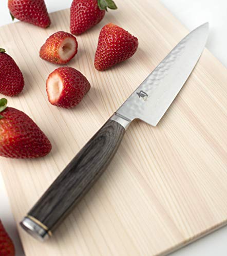 Shun Cutlery Premier Grey Utility Knife 6.5", Narrow, Straight-Bladed Kitchen Knife Perfect for Precise Cuts, Ideal for Preparing Sandwiches or Trimming Small Vegetables, Handcrafted Japanese Knife