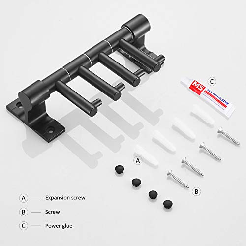 Rotating Coat Hooks for Hanging with 4 Swivel Arms,Multiple Bathroom Wall Mounted Towel Hooks,Heavy Duty Wall Clothes Hooks,Wall Coat Rack Hat Hooks,Shower Sponges Bathrobe Key Holder Hanger (Black)