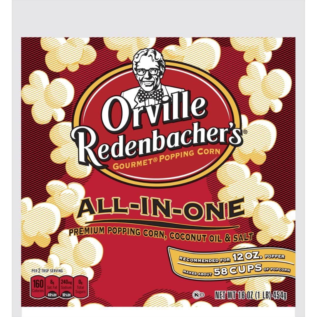 Orville Redenbacher's All-In-One Popcorn Kit, Coconut Oil & Salt Popping Corn, 16 oz. (Pack of 24)