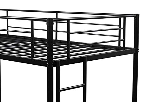 Olela Twin Over Twin Metal Bunk Beds,Heavy Duty Steel Bed Frame with Safety Rail and 2 Ladders for Boys Girls Adults Dormitory Bedroom,No Box Spring Needed,Black