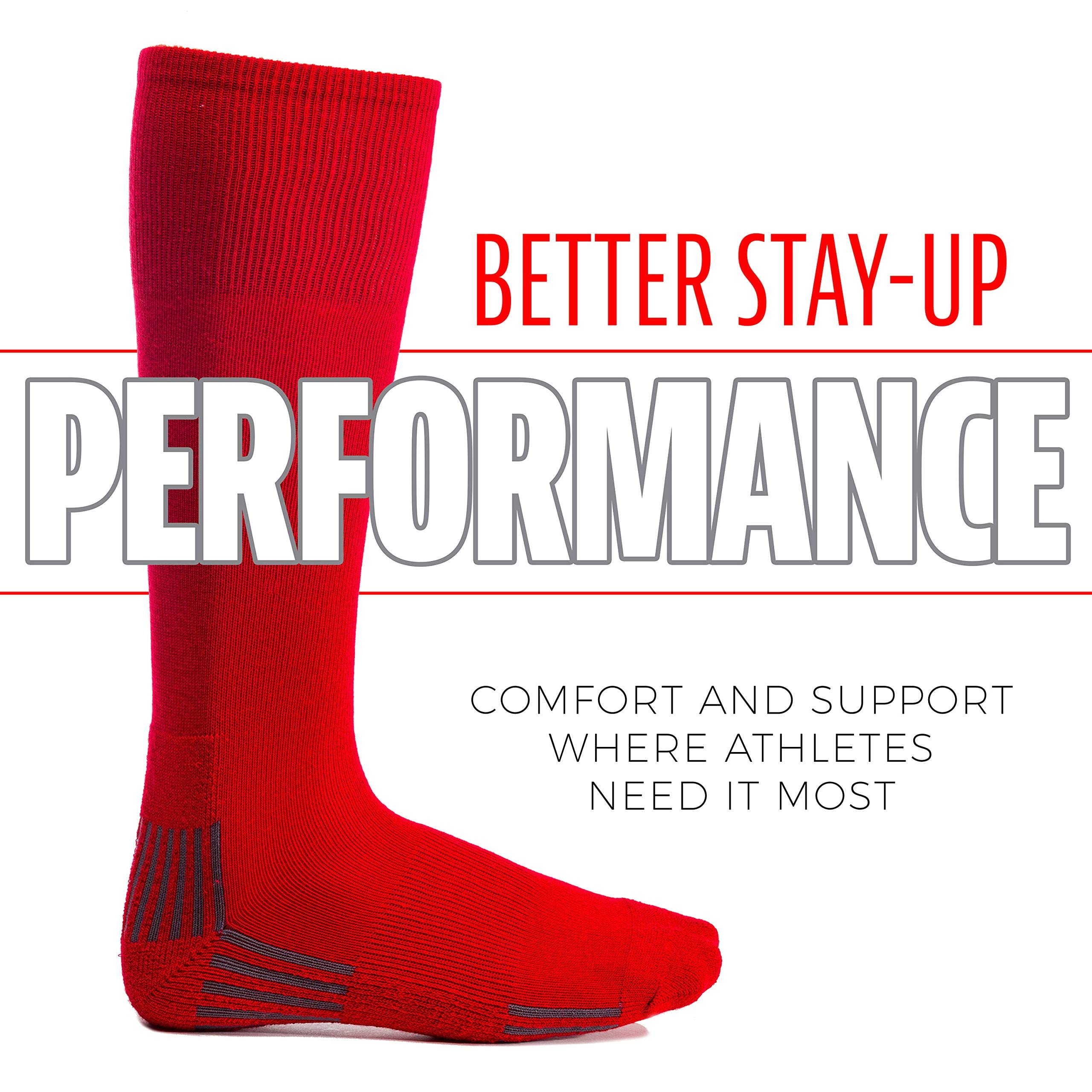 Franklin Sports Baseball + Softball Knee Socks for Kids - Tall Sports Socks - Youth Small, Red