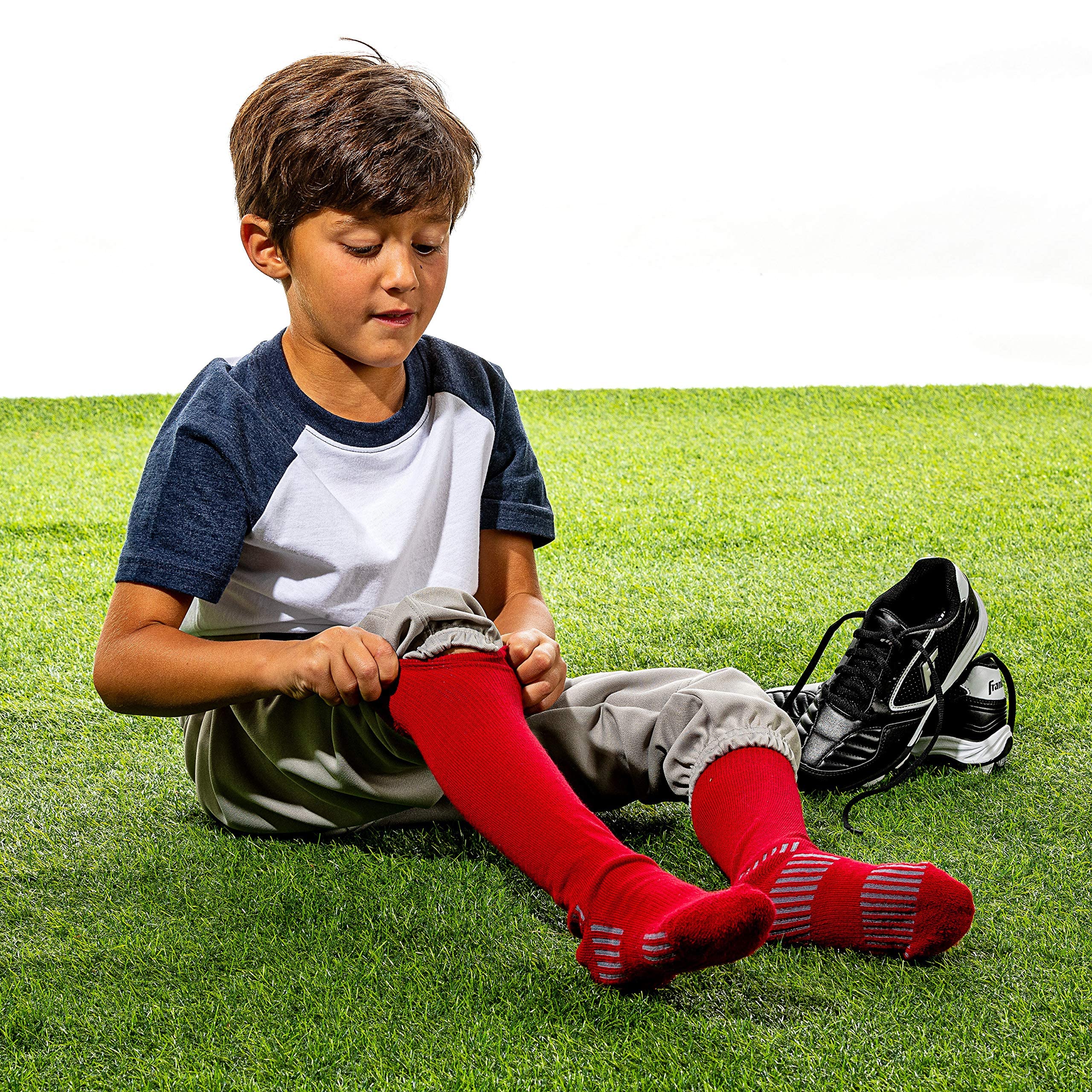 Franklin Sports Baseball + Softball Knee Socks for Kids - Tall Sports Socks - Youth Small, Red