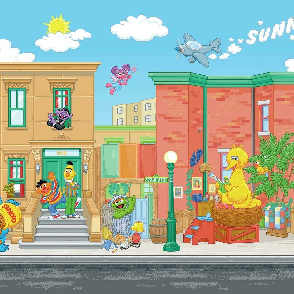 RoomMates JL1213M Sesame Street Spray and Stick Removable Wall Mural - 10.5 ft. x 6 ft.