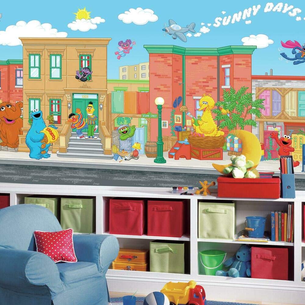 RoomMates JL1213M Sesame Street Spray and Stick Removable Wall Mural - 10.5 ft. x 6 ft.