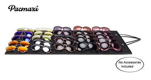 PACMAXI Sunglasses Storage Organizer, Wall Pocket Mounted by Sunglasses, Hanging Eyeglasses Storage Holder, Eyewear Display. (black, 25 Slot)