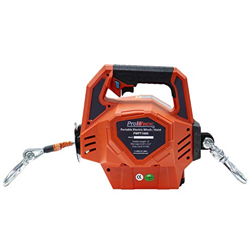 Prowinch Portable Electric Winch Hoist 1000 lbs. Rechargeable Battery Powered with Wireless Remote Control System 24V