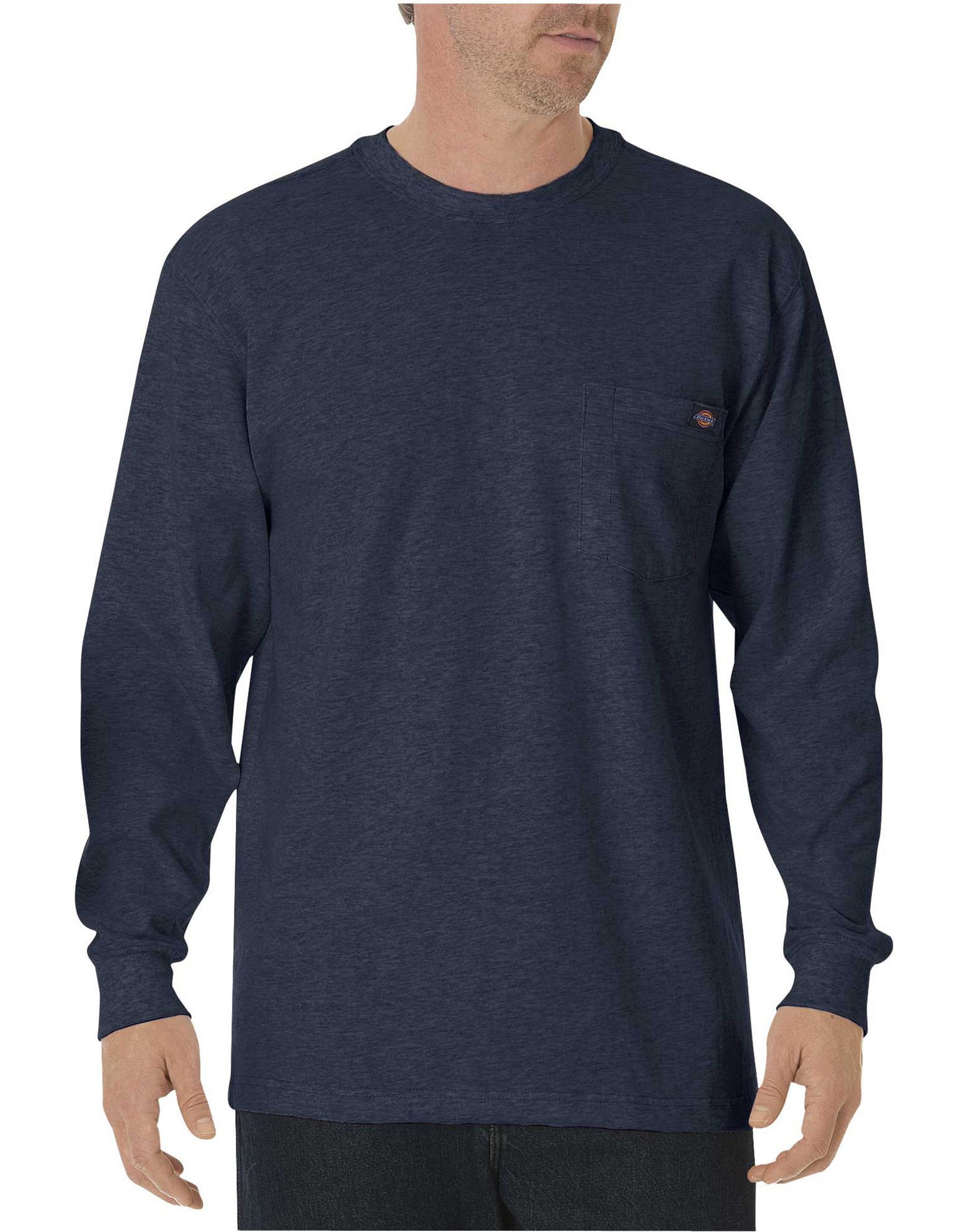 Dickies Men's Long Sleeve Heavyweight Crew Neck, Dark Navy, Medium