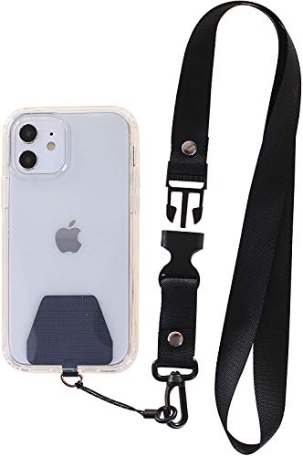 [2 Pack] Cellphone Lanyard Tether, Universal Detachable Neck Strap with Patch for Most Cell Phone Case & iPhone Case (Black+Leopard)