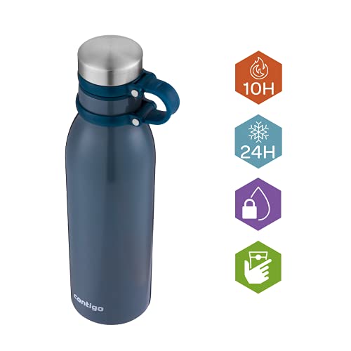 Contigo Matterhorn Water Bottle with Thermalock Insulation, BPA-Free Stainless Steel Bottle with Screw Cap, Leak-Proof Drinking Bottle, Keeps Beverages up to 24h Cold/up to 10h hot, 590 ml