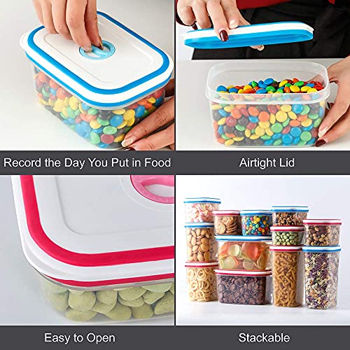 Lille Home Airtight Food Storage Container Set of 6, Kitchen & Pantry Organizer, Plastic Canister with Durable Lid, Leakproof, BPA Free, with Food Storing Date Indicator (Gray)