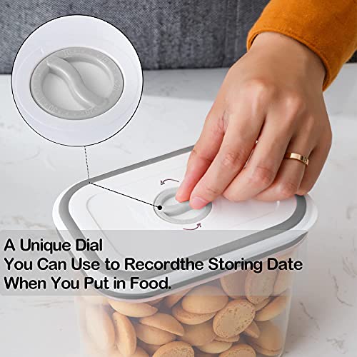 Lille Home Airtight Food Storage Container Set of 6, Kitchen & Pantry Organizer, Plastic Canister with Durable Lid, Leakproof, BPA Free, with Food Storing Date Indicator (Gray)