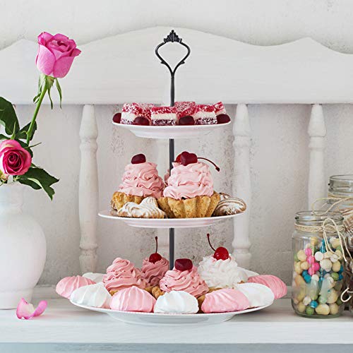 6 Set Tiered Tray Hardware for Cake Stand Mold Crown 3 Tier Cake Stand Fittings Hardware Holder for Wedding and Party Making Resin Cupcake Dessert Platter Serving Stand(Black)