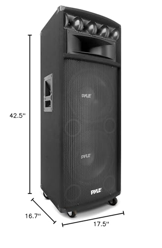 Pyle Portable Cabinet PA Speaker System - 1600 Watt Outdoor Stereo Sound Speakers w/ Dual 12" Woofers, 3.4" Piezo Tweeters, 5"x12" Super Horn Midrange, Crossover Network