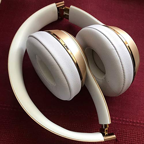 Beats Solo 3 Wireless Ear Pads Replacement, BUTIAO Protein Leather Memory Foam Headphone Earpads Ear Cushion Pad for Beats by Dre Solo 3 Wireless & Solo 2 Wireless Over Ear Headsets (White)